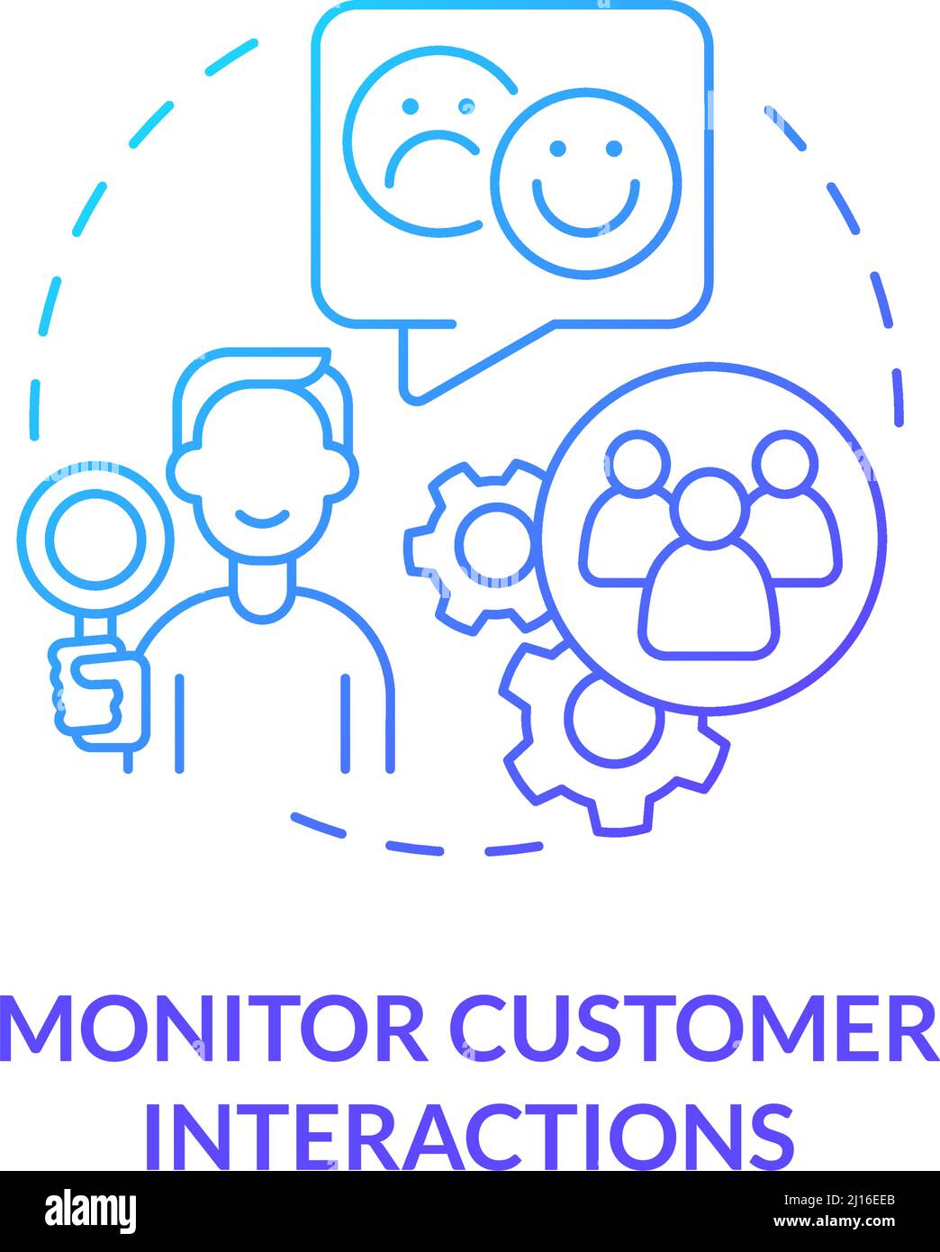 Monitor customer interactions blue gradient concept icon Stock Vector ...