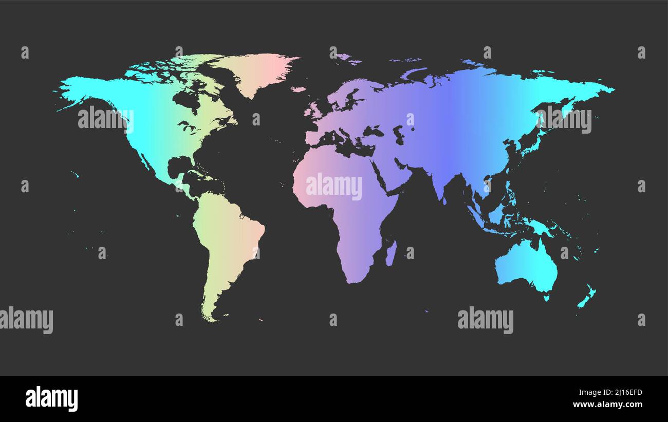 Abstract gradient world map vector illustration isolated on a black ...