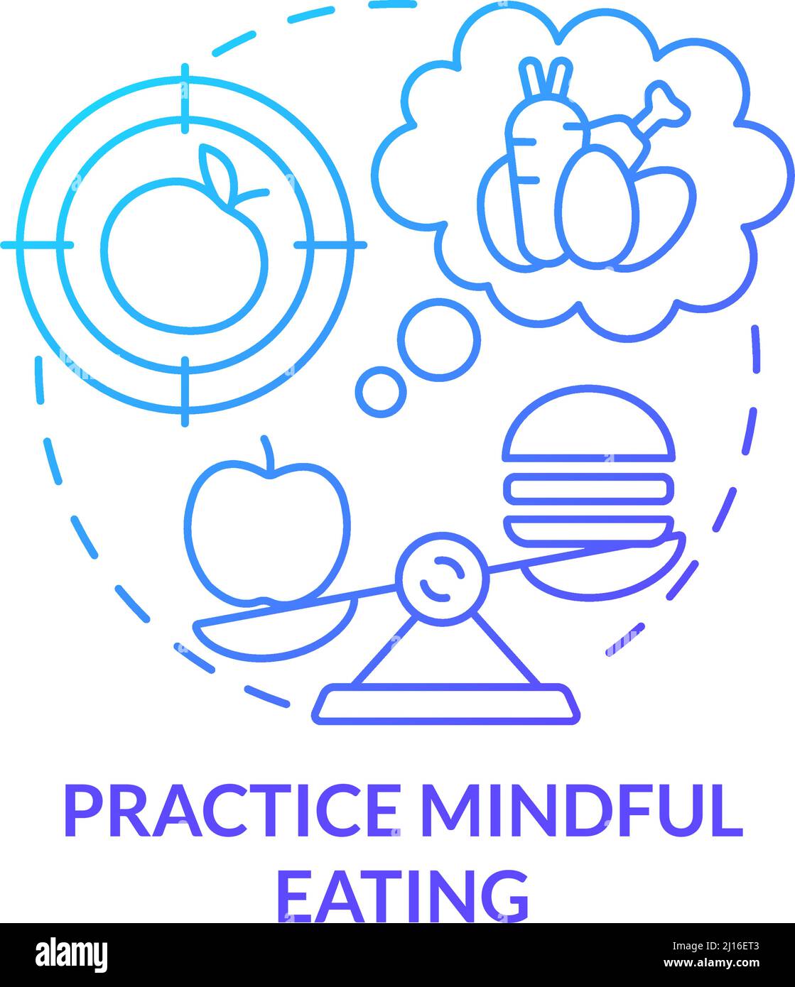 Practice mindful eating blue gradient concept icon Stock Vector Image ...
