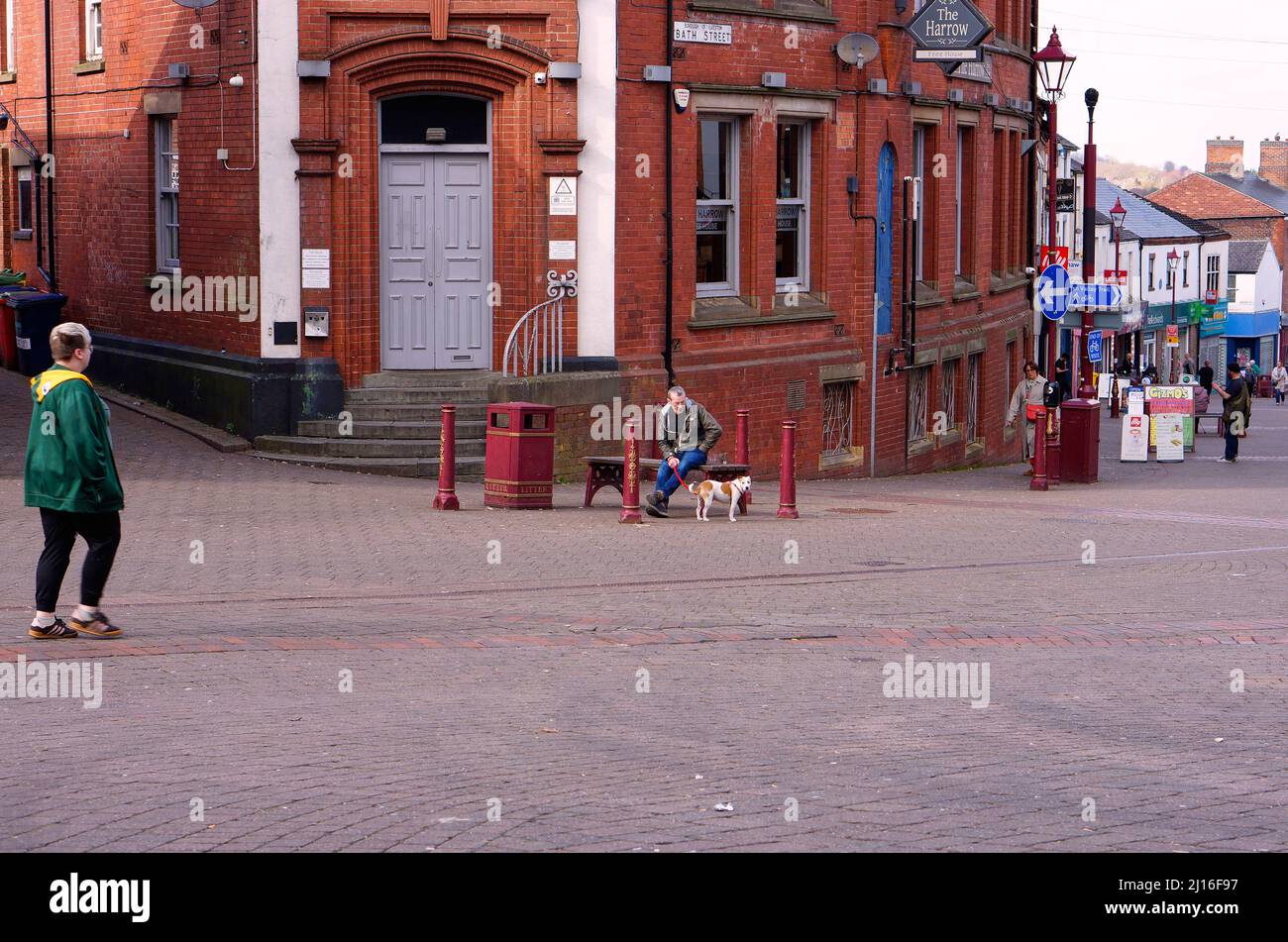 People and shops in a town center in Ilkeston, Derbyshire, UK Stock ...