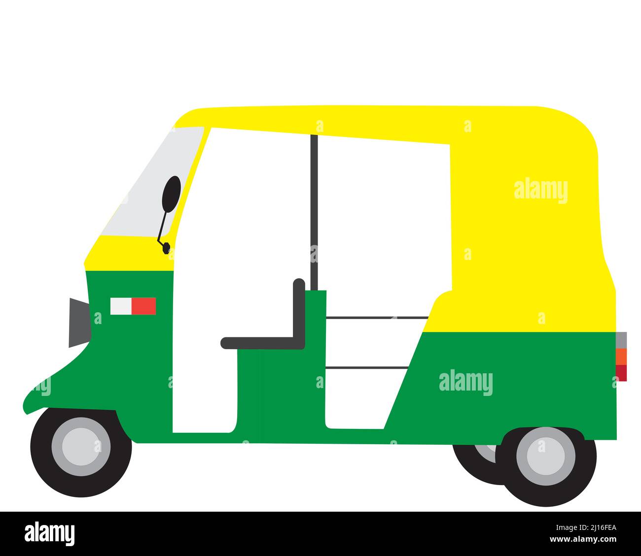 vector of yellow green auto rickshaw , a primary transport vehicle in ...