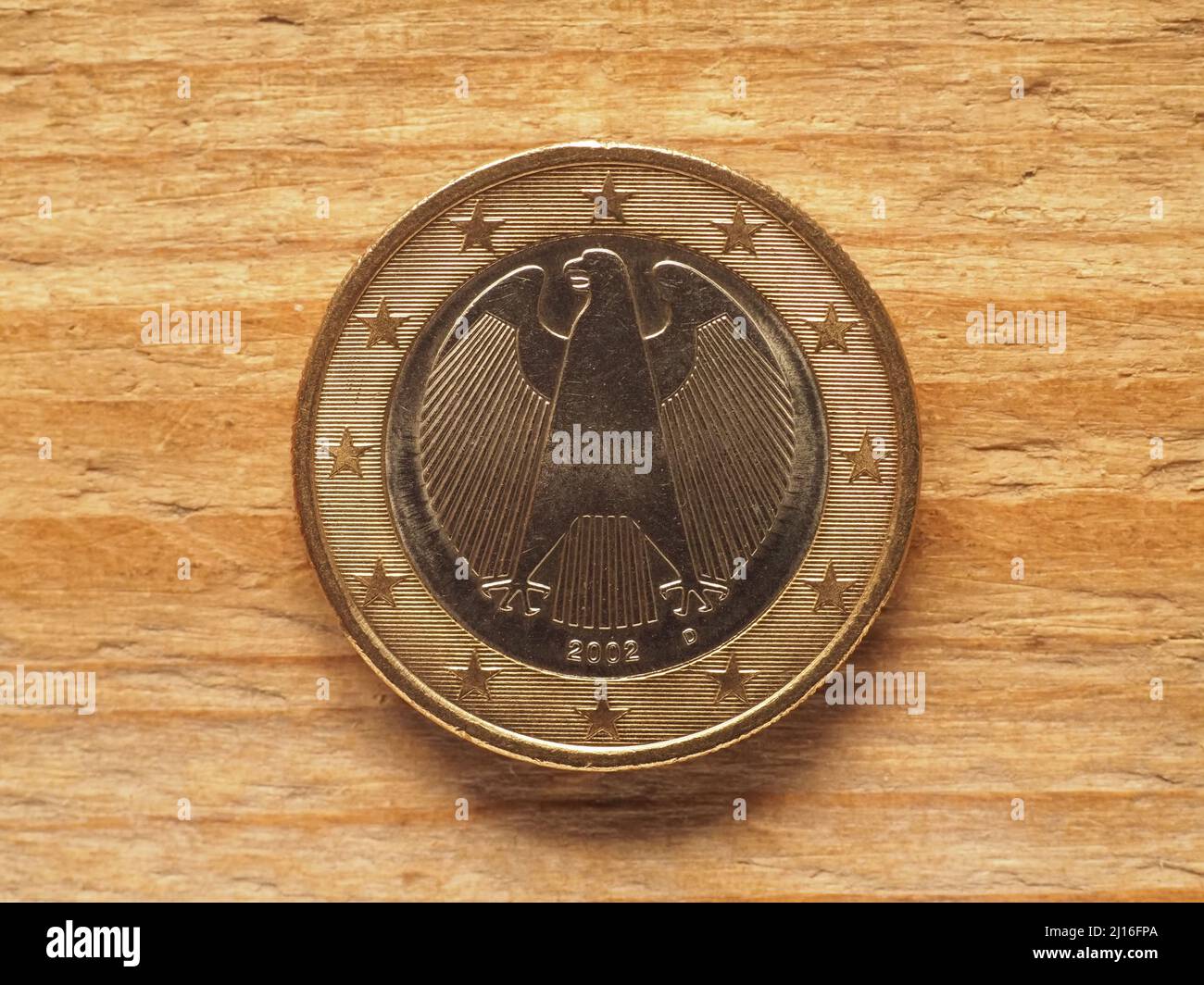 one euro coin, German side showing the federal eagle emblem, currency ...