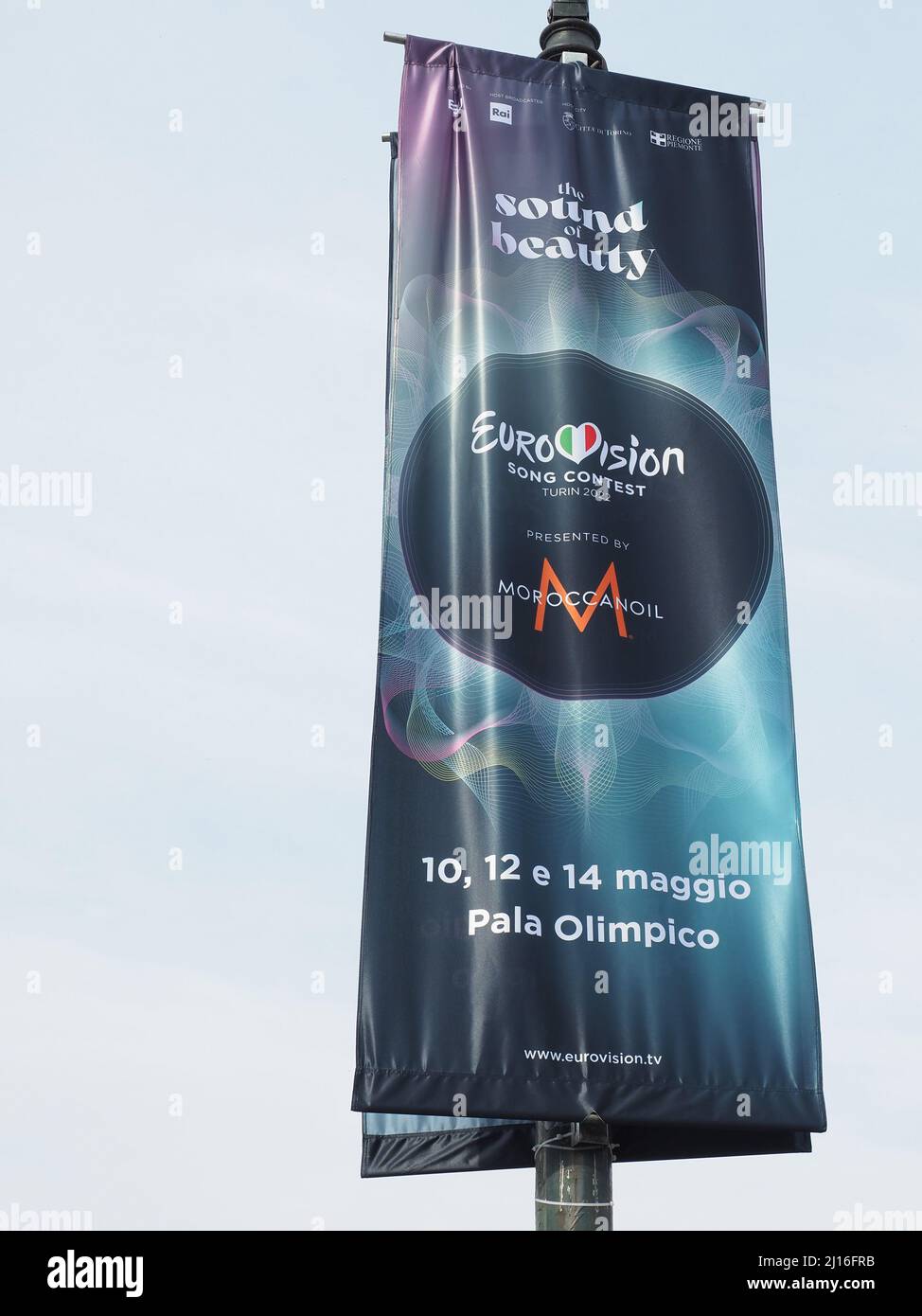 TURIN, ITALY - CIRCA FEBRUARY 2022: Eurovision song contest banner ...