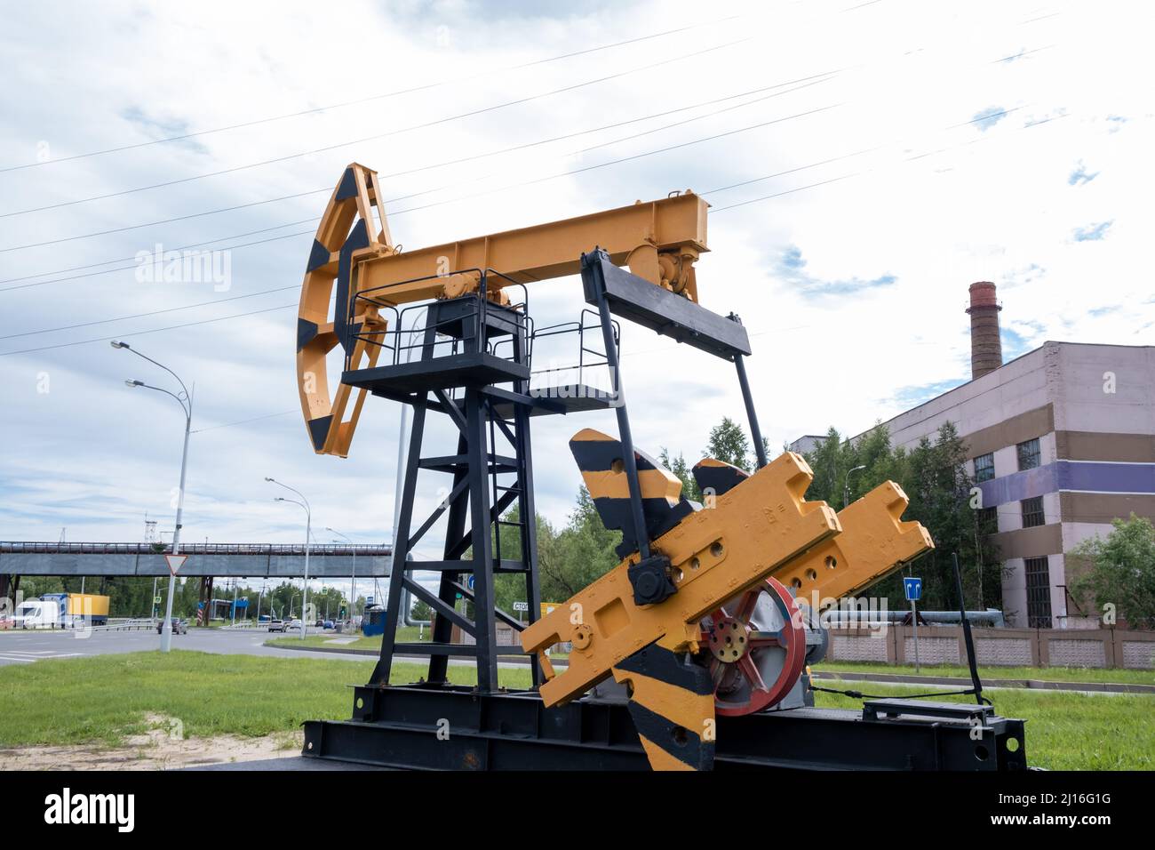 Oil rocking chair in Russia. The concept of oil production, refining ...