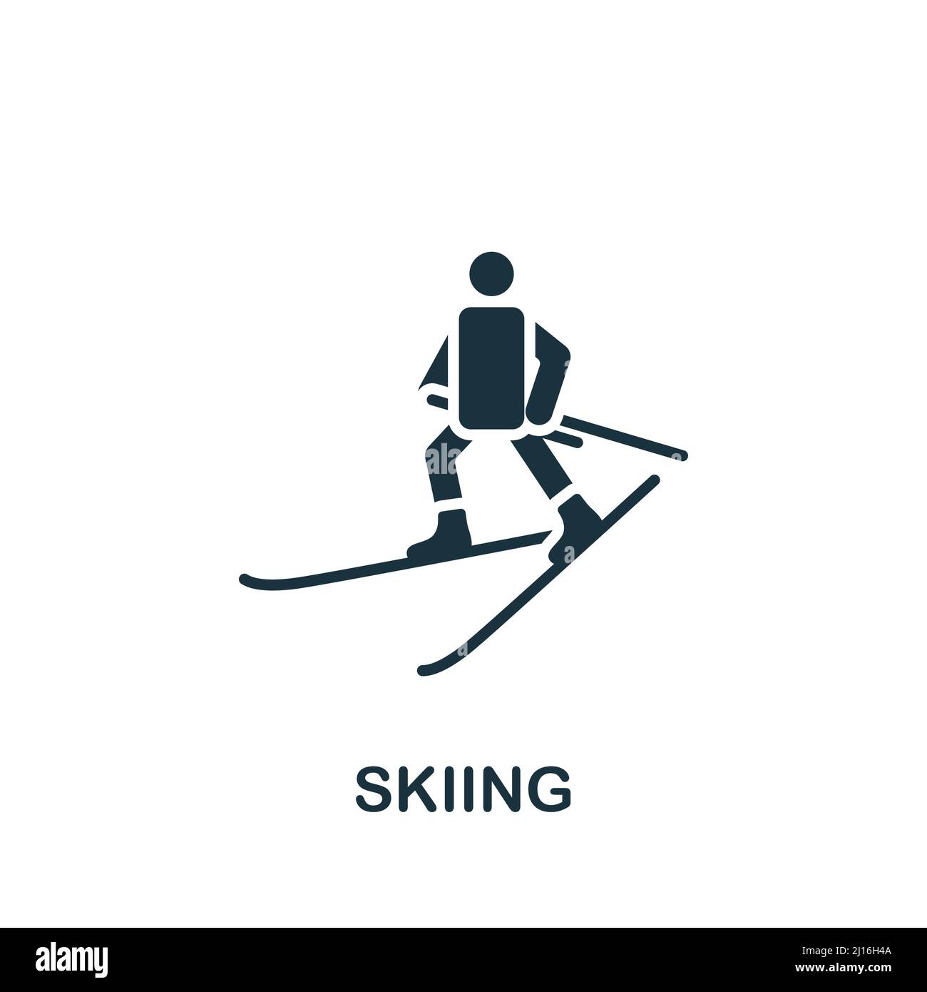 Skiing icon. Monochrome simple icon for templates, web design and ...