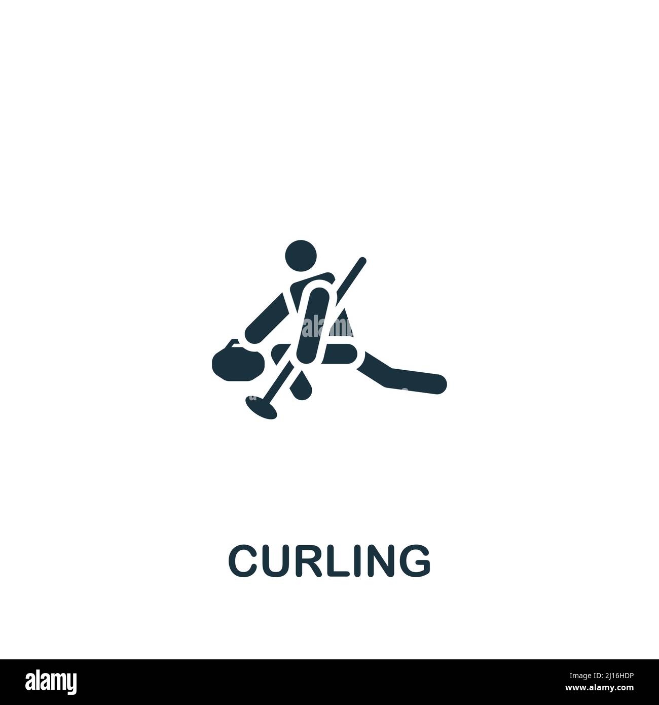 Curling icon. Monochrome simple icon for templates, web design and ...
