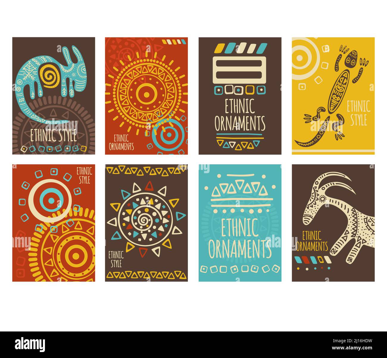 Set of ethnic banner, background, flyer, placard with tribal ornaments ...