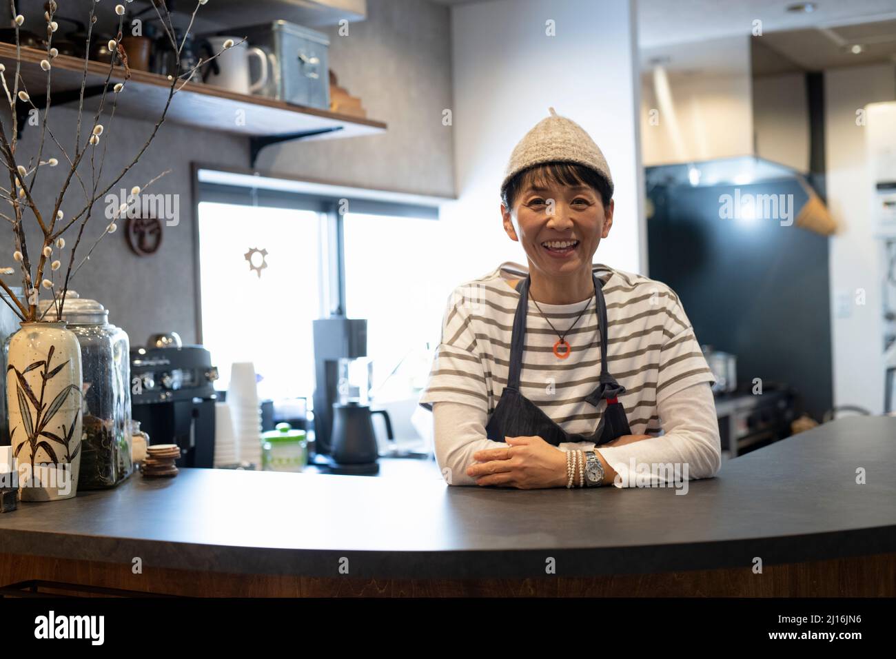 Female Cafe Clerk Stock Photo - Alamy