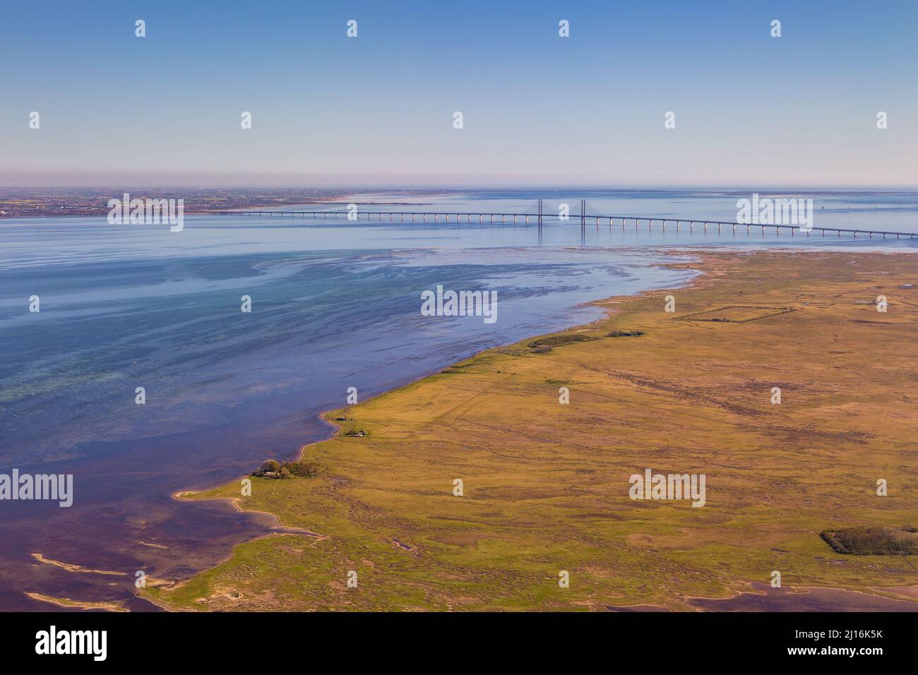 Oresund Bridge, railwey and motorway bridge across the Oresund strait ...
