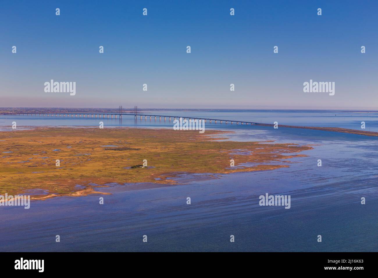 Oresund Bridge, railwey and motorway bridge across the Oresund strait ...