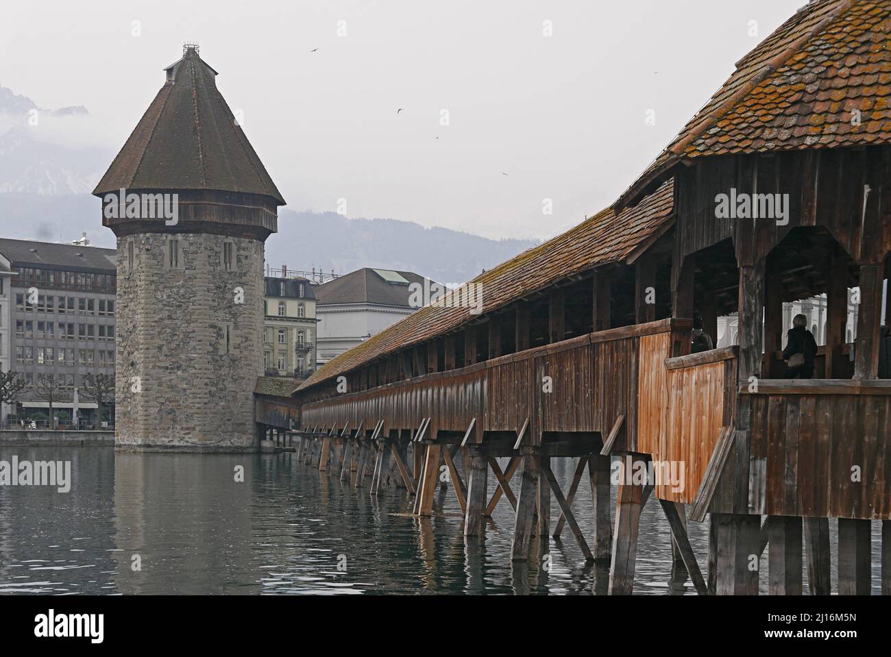 the old historical bridge in Lucerne, Switzerland Stock Photo - Alamy