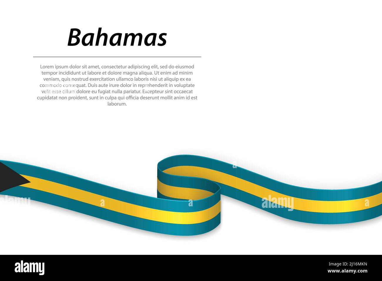 Waving ribbon or banner with flag of Bahamas. Template for independence ...