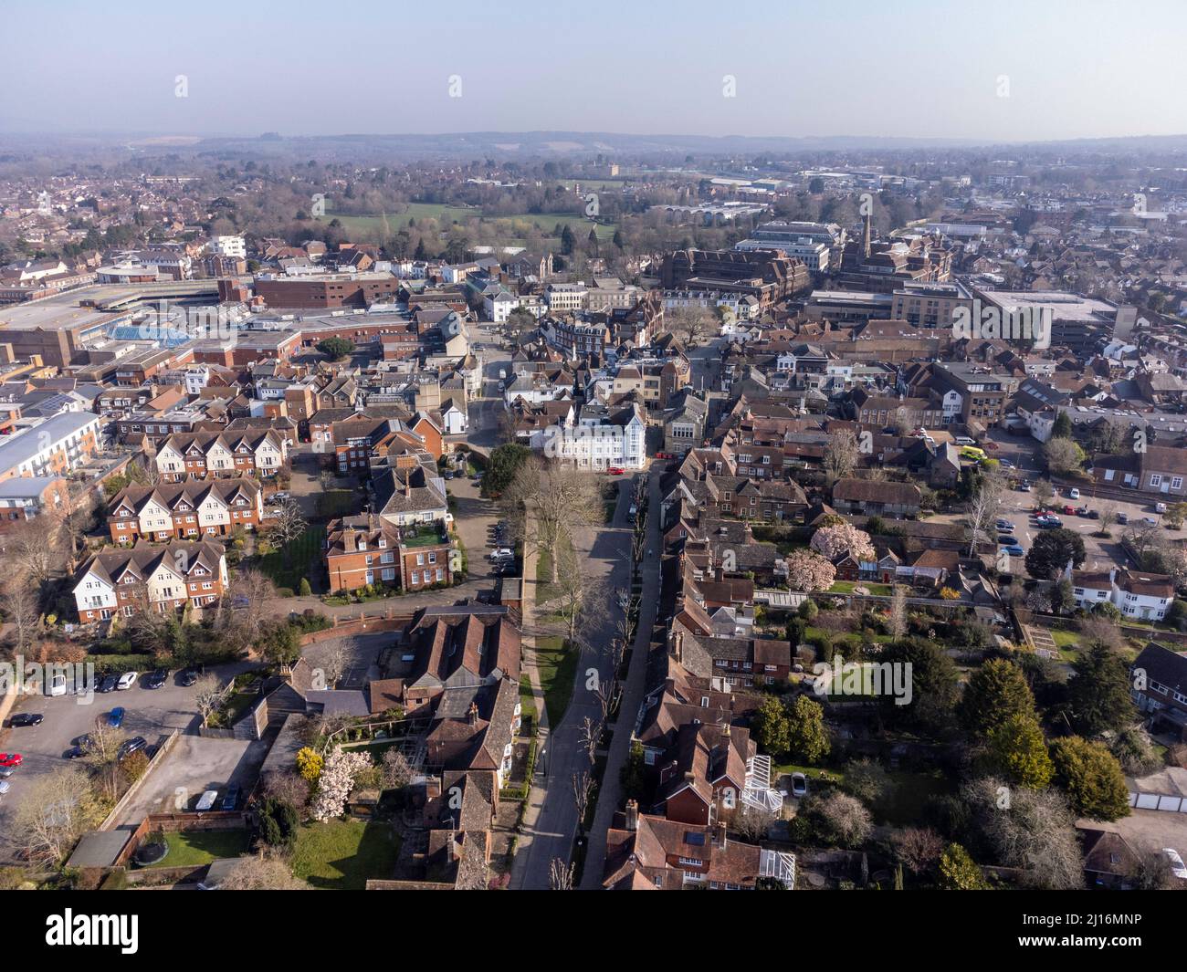 Aerial views of Horsham. Horsham is a historic market town in West ...