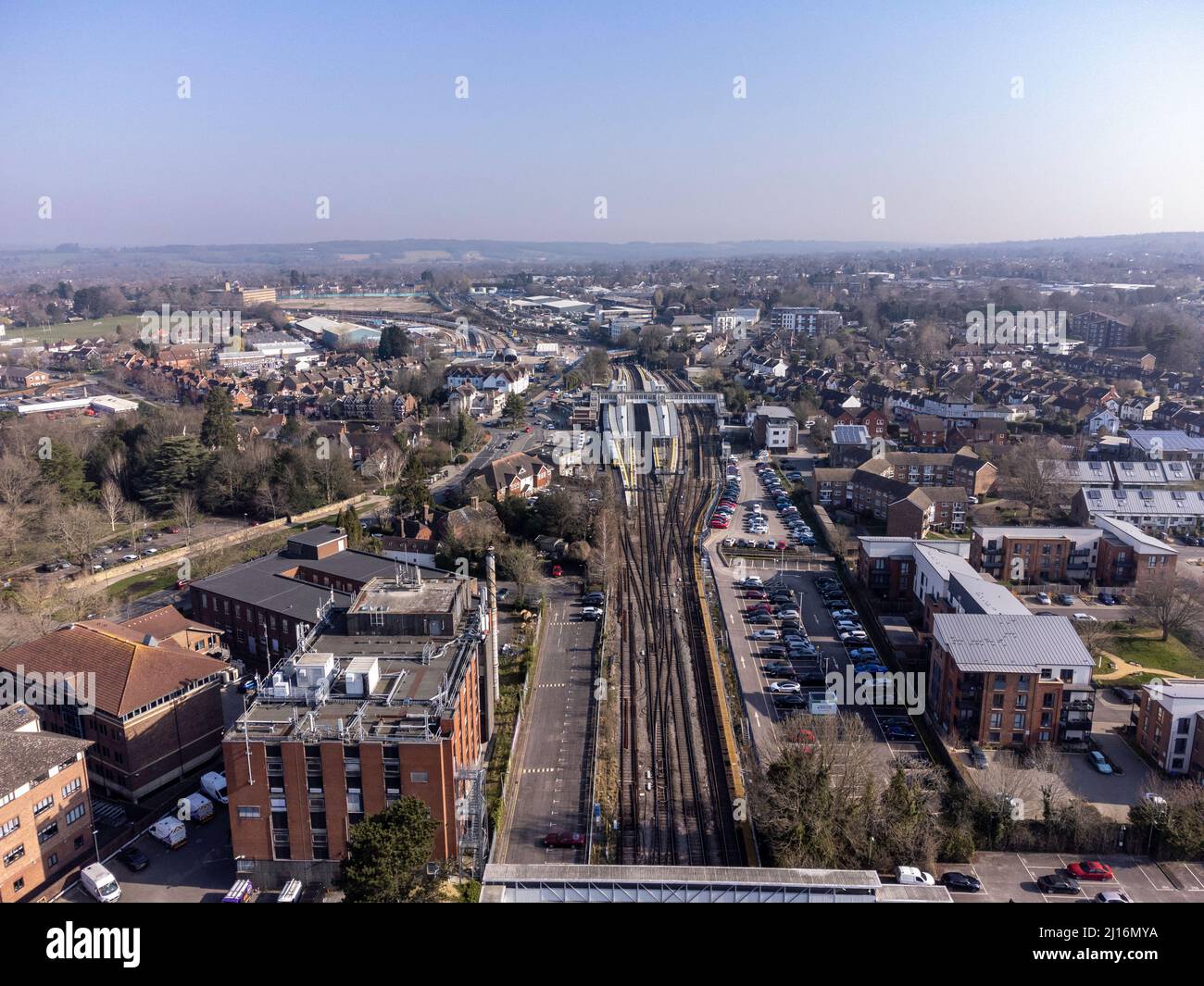 Aerial view of Horsham Train station West Sussex Stock Photo - Alamy