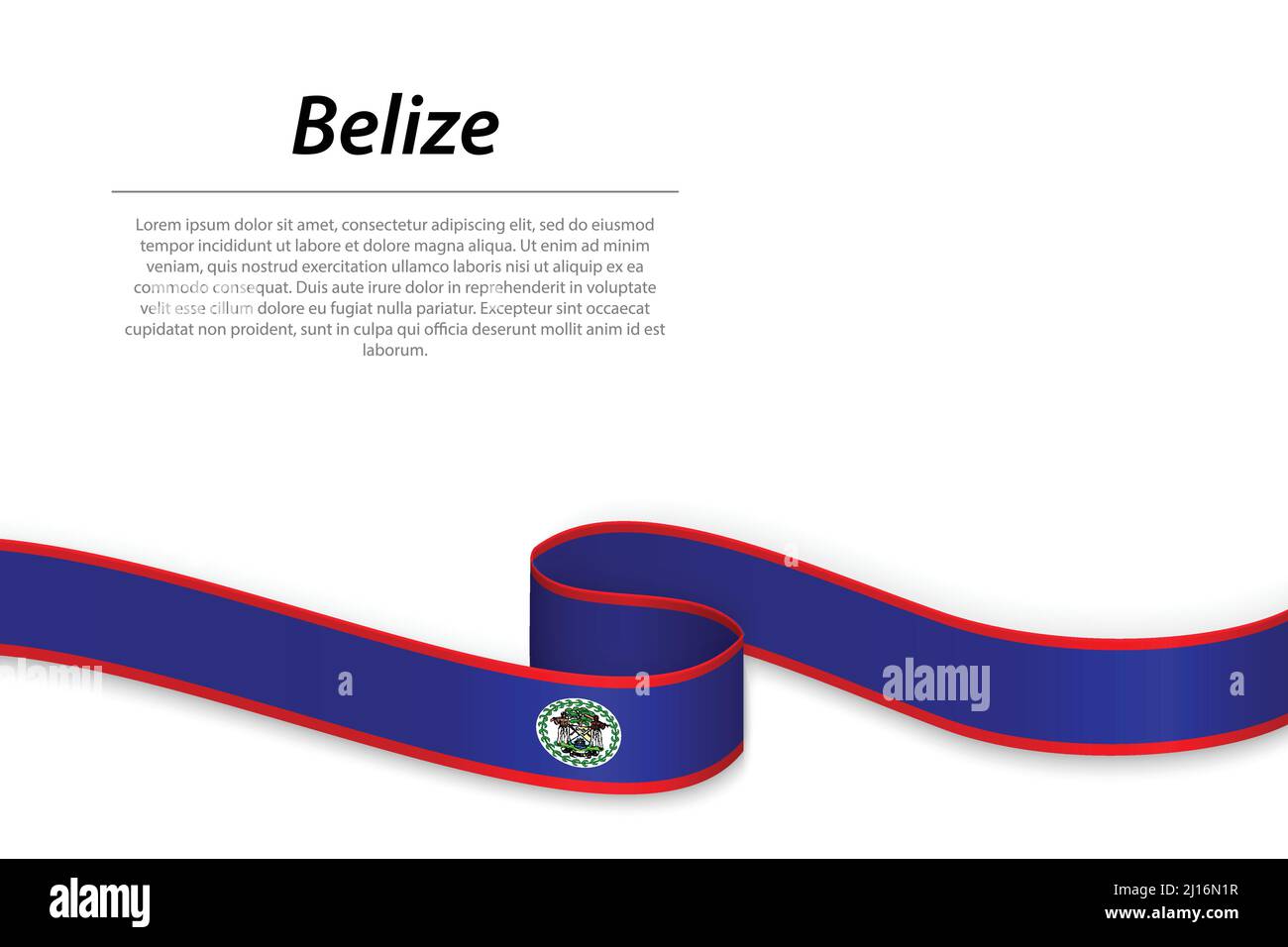 Waving ribbon or banner with flag of Belize. Template for independence ...