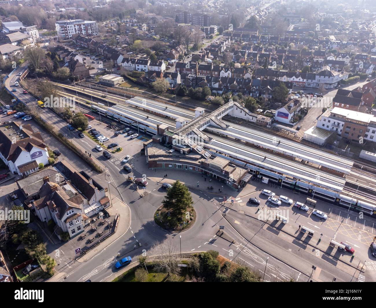 Aerial view of Horsham Train station West Sussex Stock Photo - Alamy