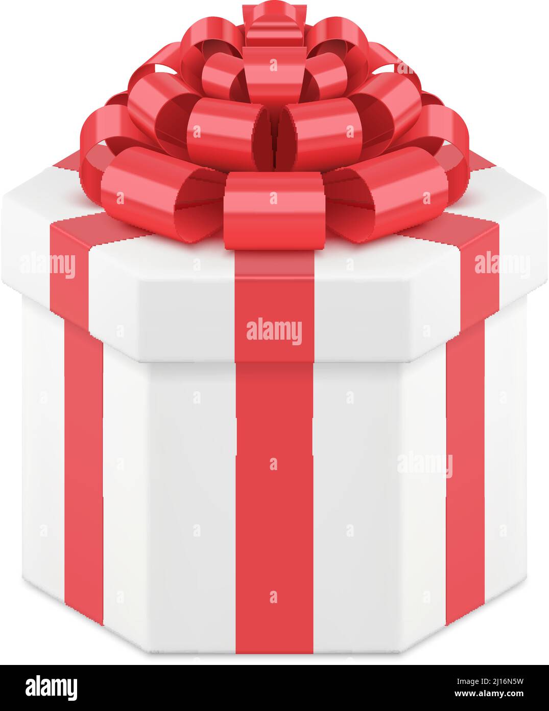 Realistic beautiful festive wrapped white gift box polygonal shape for ...