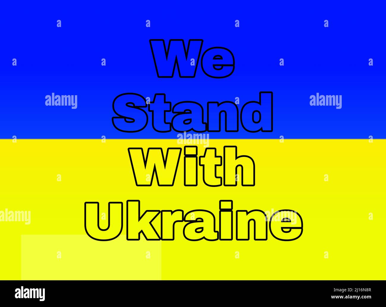 We Stand With Ukraine Text With Ukraine Flag Colour Background Stock ...