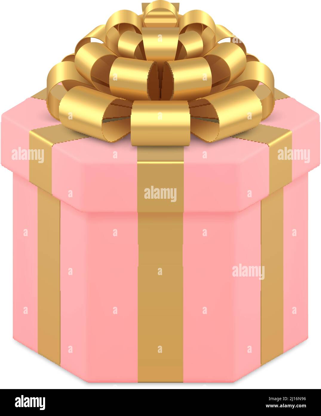 Cute pink greeting holiday gift box with festive present decorative ...