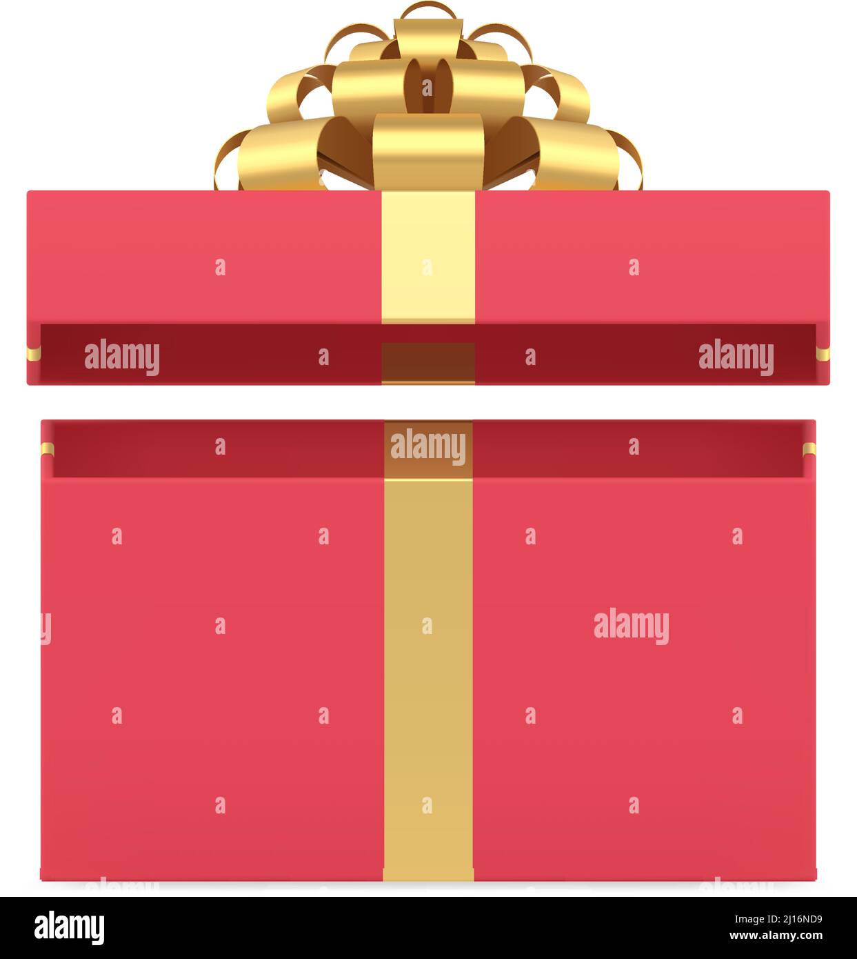 Luxury rectangle wrapped red festive gift box decorated by metallic ...