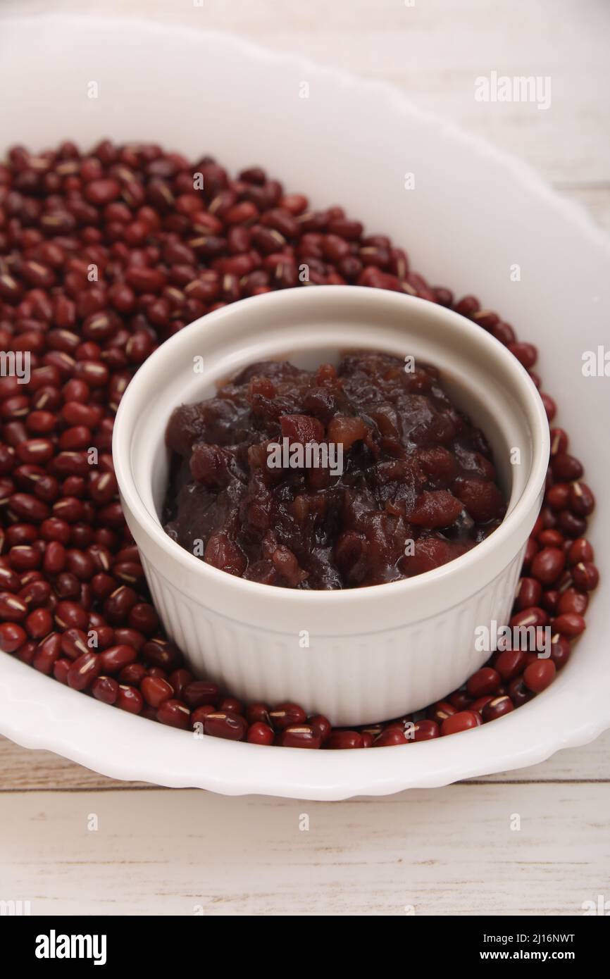 Bean Jam and Azuki Beans, Japanese Food Stock Photo - Alamy