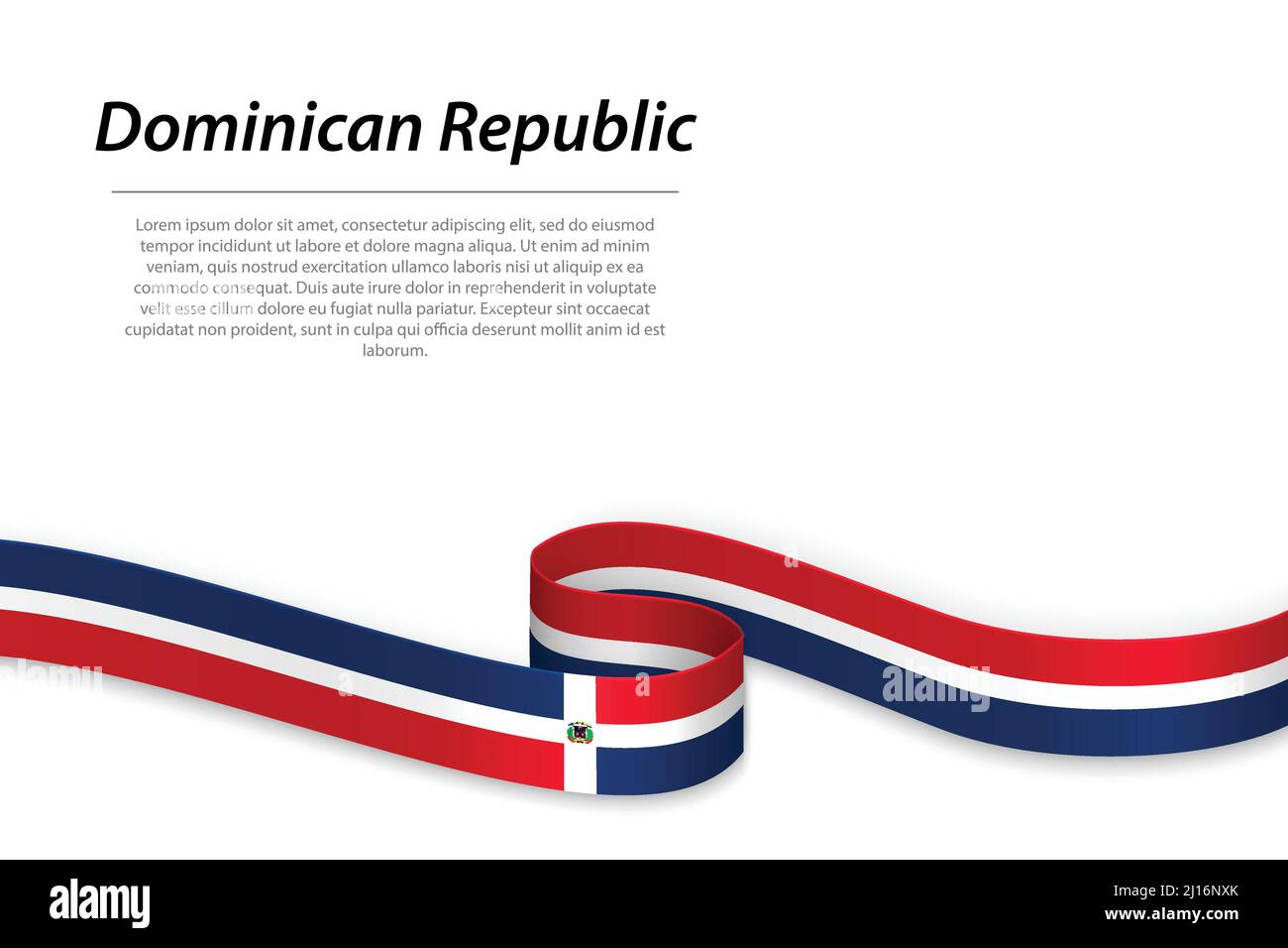 Waving ribbon or banner with flag of Dominican Republic. Template for ...