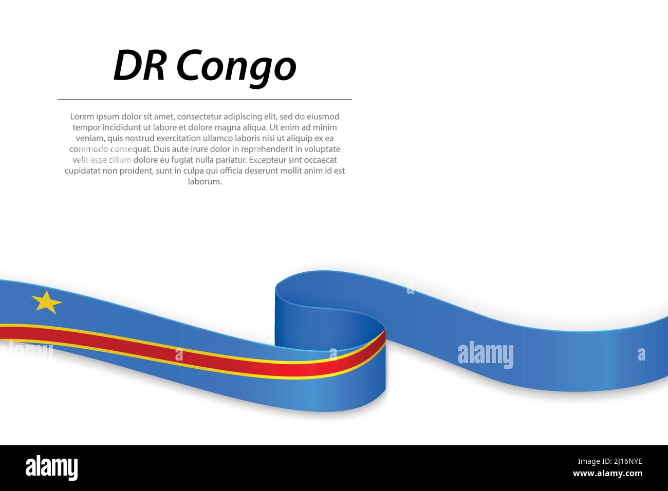 Waving ribbon or banner with flag of DR Congo. Template for ...