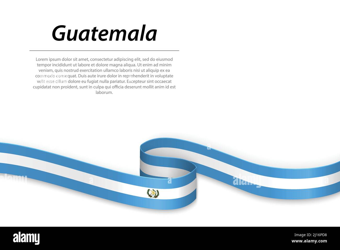 Waving ribbon or banner with flag of Guatemala. Template for ...