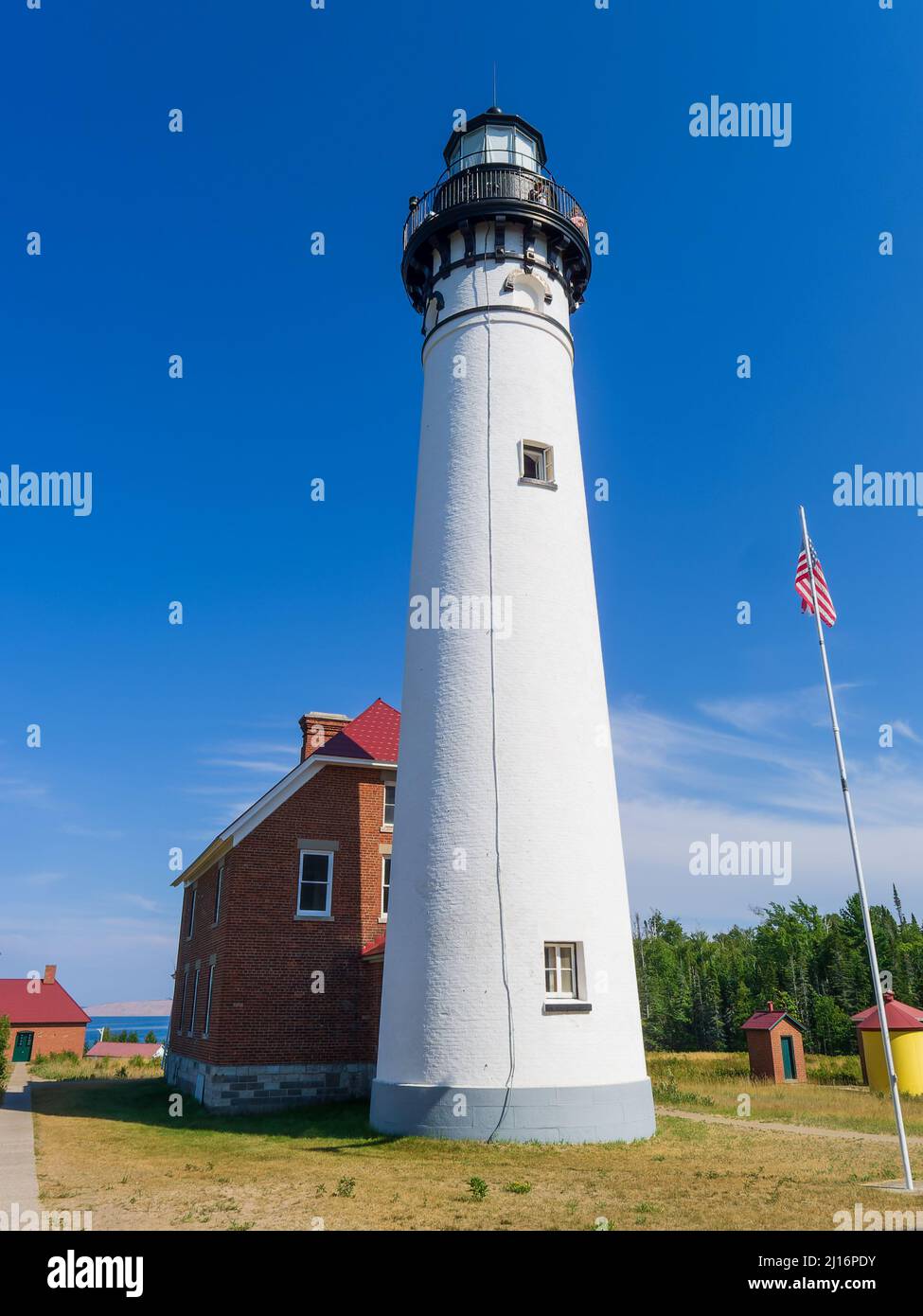 Michigan lighthouse au sable lighthouse lighthouse with blue sky Stock ...