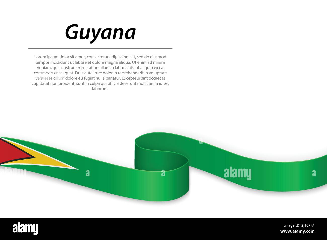 Waving ribbon or banner with flag of Guyana. Template for independence day poster design Stock ...