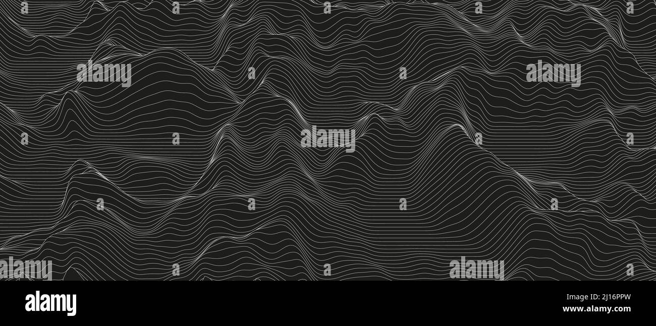 Monochrome sound line waves abstract background . Distorted line shapes ...