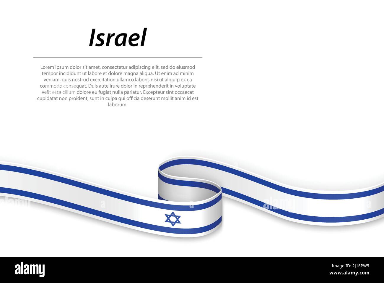 Waving ribbon or banner with flag of Israel. Template for independence ...