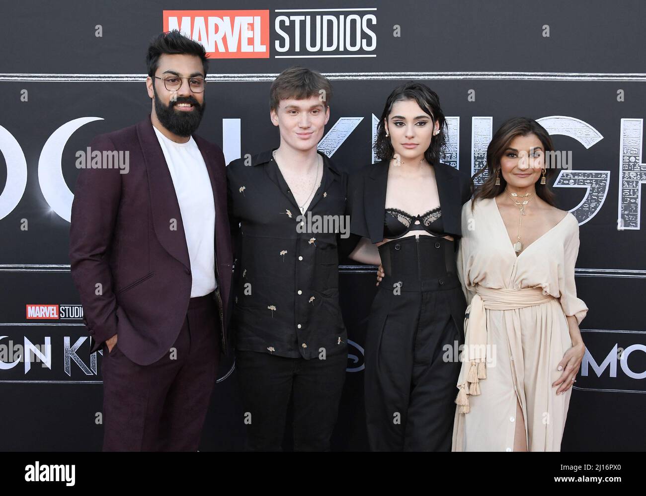 Los Angeles, USA. 22nd Mar, 2022. (L-R) MS. MARVEL Cast - Saagar Shaikh, Matt Lintz, Yasmeen ...