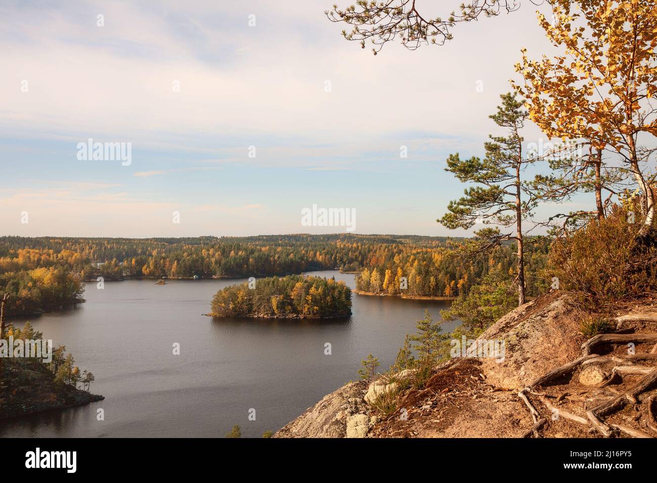 Finnish autumn landscape. Repovesi National Park in South Karelia ...