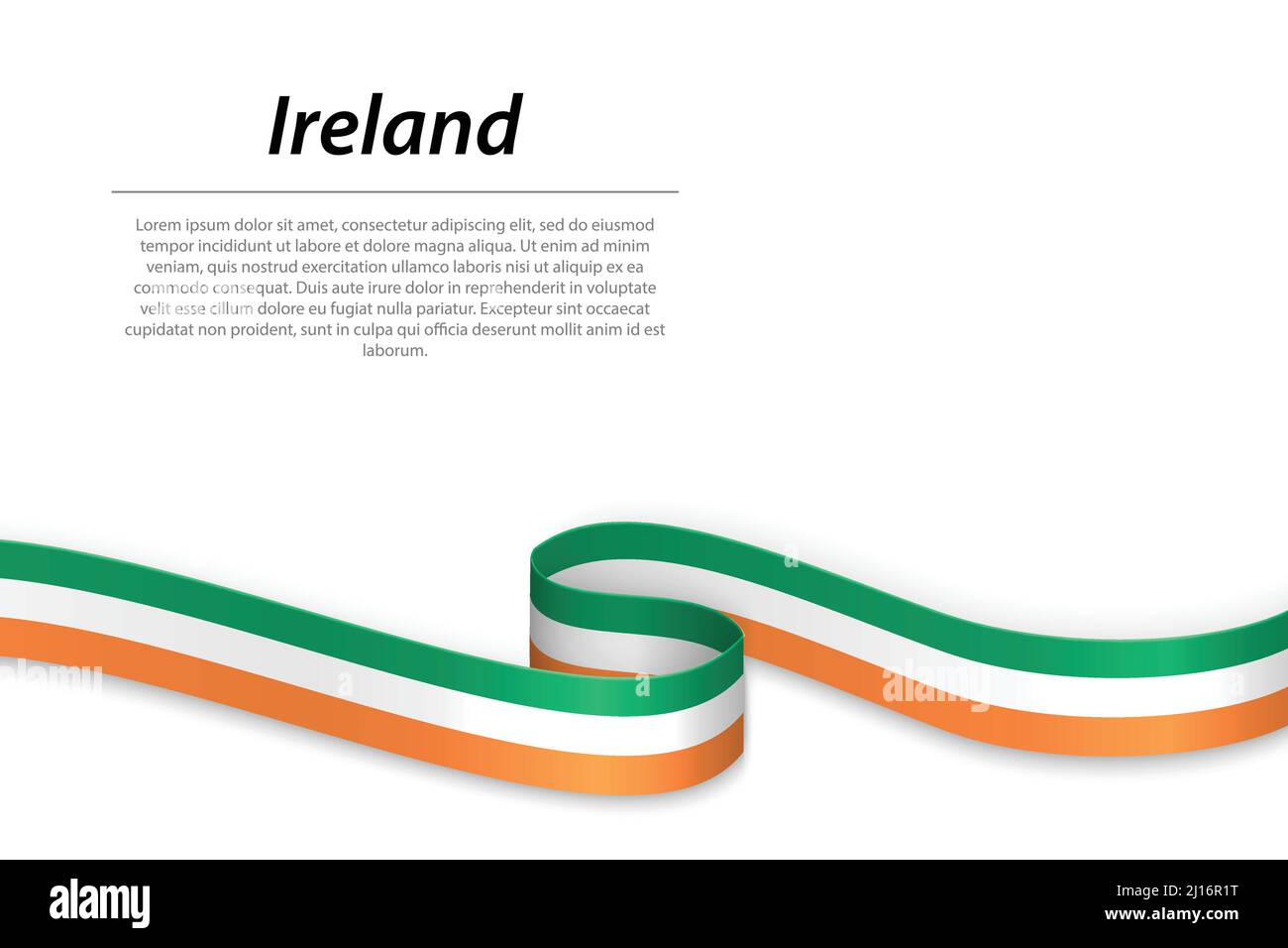 Waving ribbon or banner with flag of Ireland. Template for independence ...