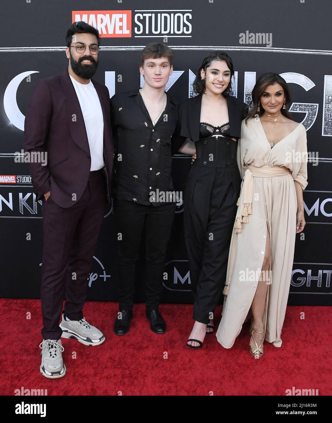Los Angeles, USA. 22nd Mar, 2022. (L-R) MS. MARVEL Cast - Saagar Shaikh, Matt Lintz, Yasmeen ...