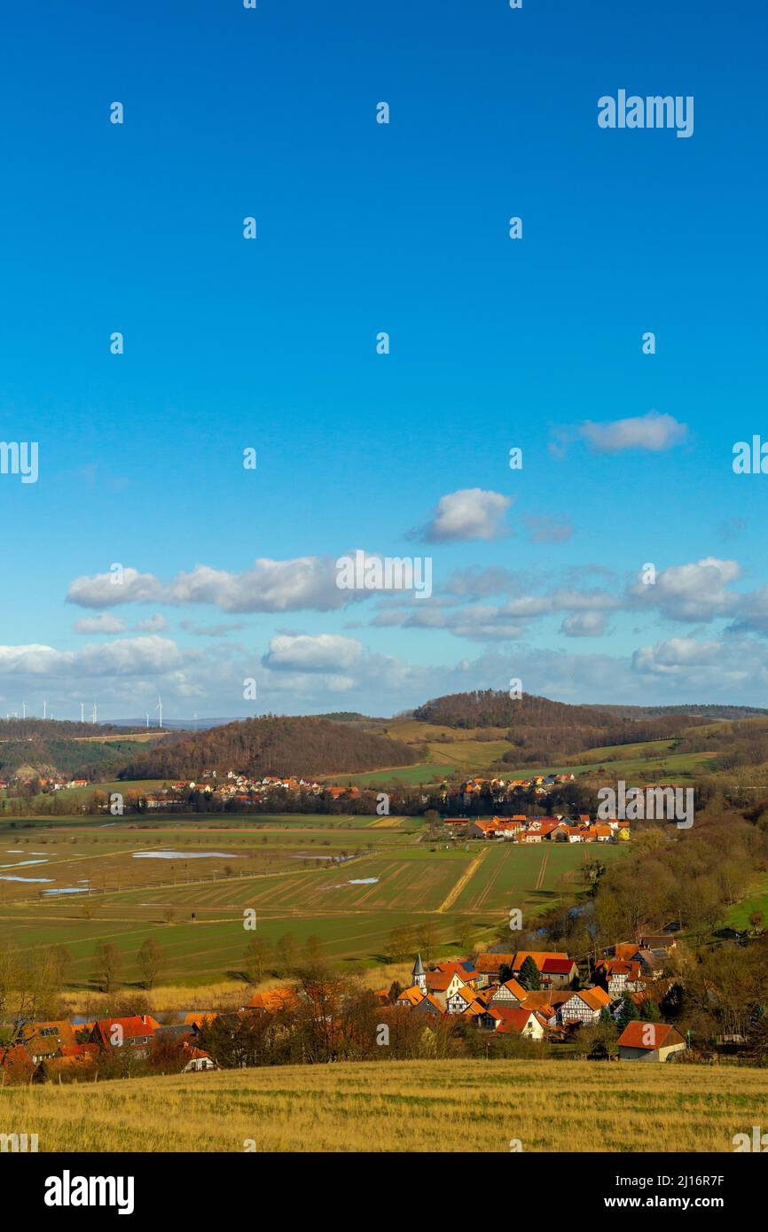 Spring walk around the Brandenburg castle ruins in the beautiful Werra ...