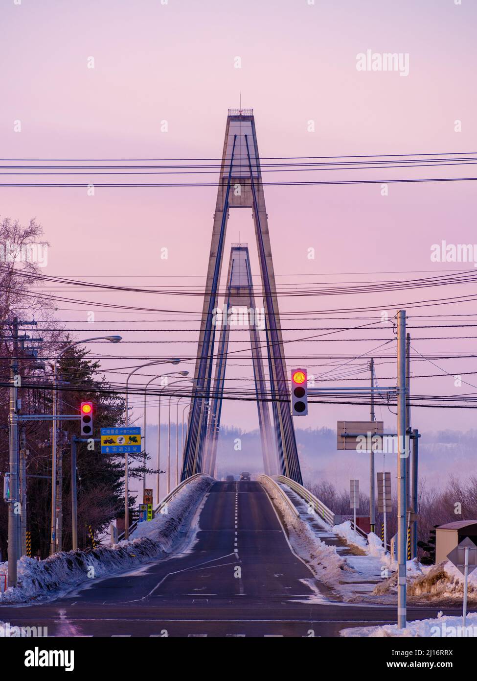 Hakucho Bridge at Dawn, Hokkaido, Japan Stock Photo - Alamy