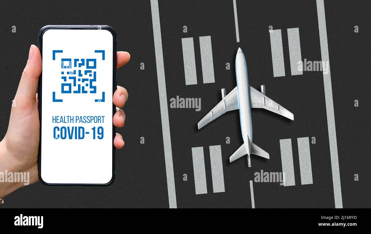 The concept of an electronic health passport in a phone with a QR code ...