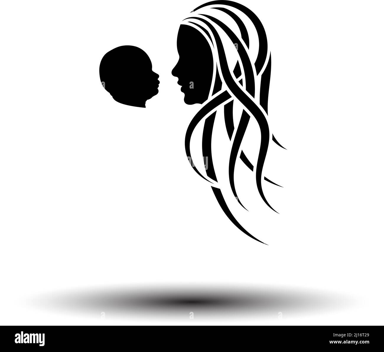 Mother's Day Icon. Black on White Background With Shadow. Vector ...