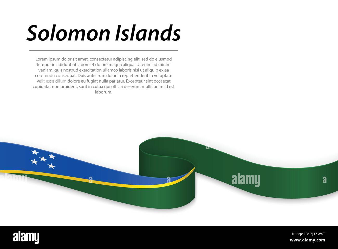 Waving ribbon or banner with flag of Solomon Islands. Template for ...