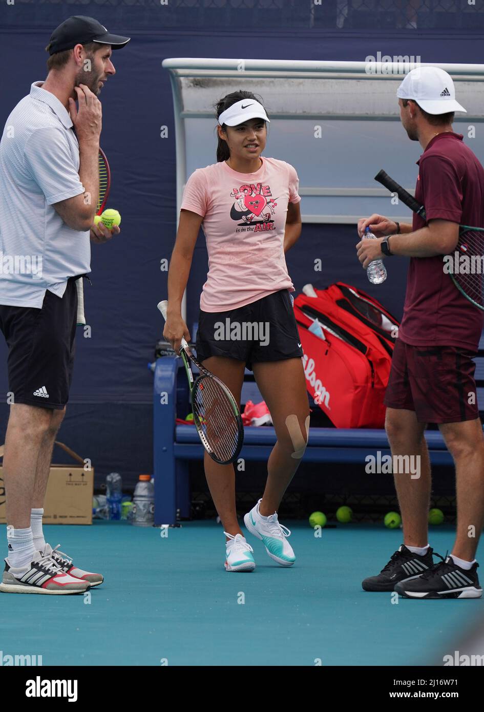 Miami Gardens, FL, USA. 22nd Mar, 2022. Emma Raducanu is seen on the ...