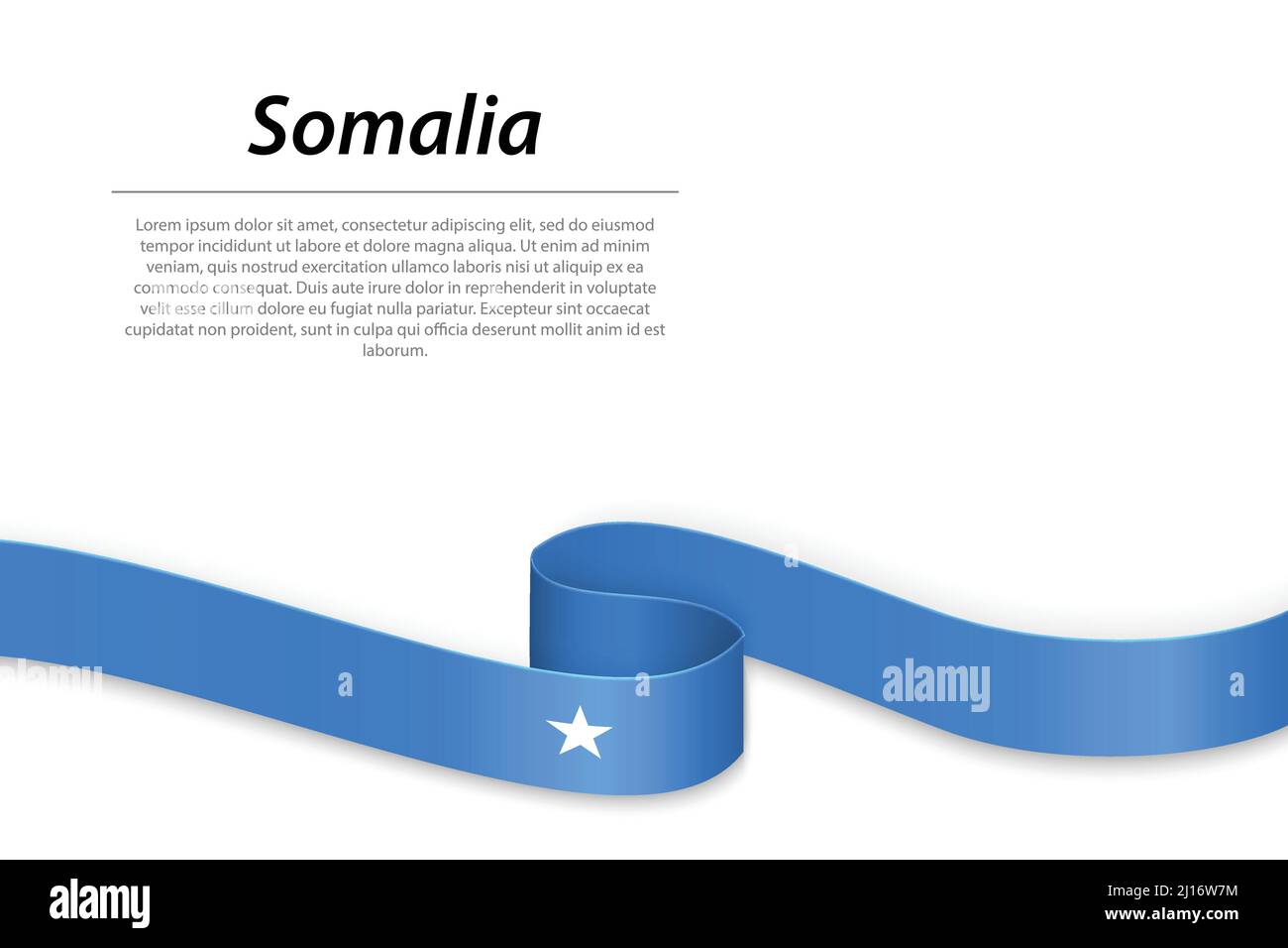Waving ribbon or banner with flag of Somalia. Template for independence ...