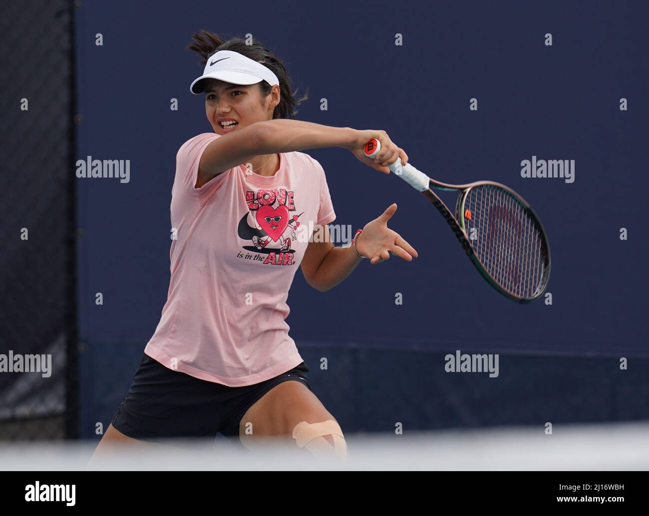 MIAMI GARDENS, FL - MARCH 22: Emma Raducanu is seen on the practice ...