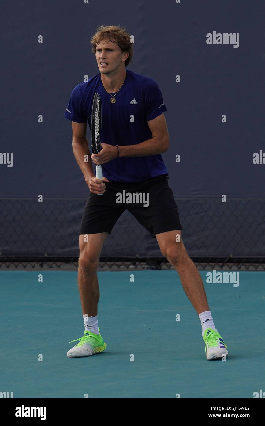Miami Gardens, FL, USA. 22nd Mar, 2022. Alexander Zverev is seen on the ...