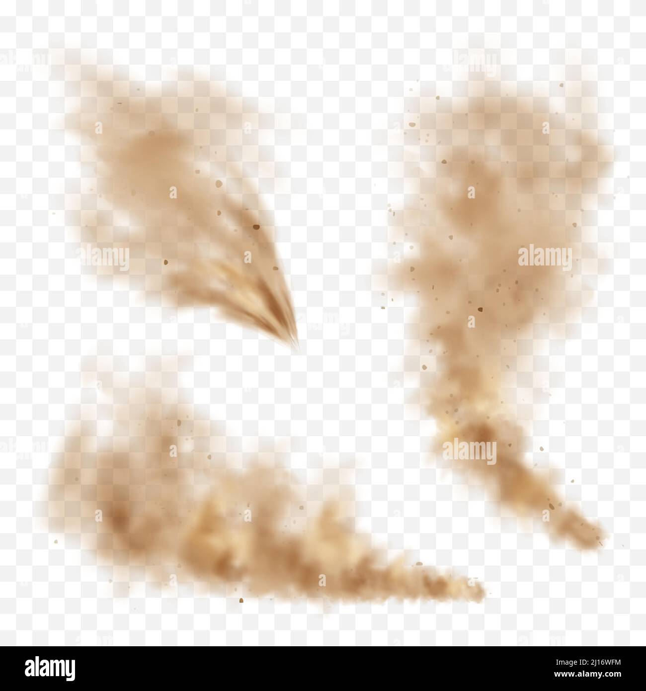 Realistic dust clouds. Road sand storm. Polluted dirty brown air with ...