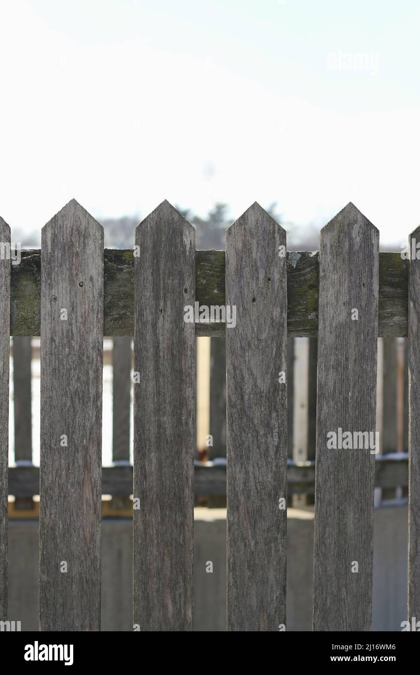 Old wooden worn and weathered picket fence Stock Photo - Alamy