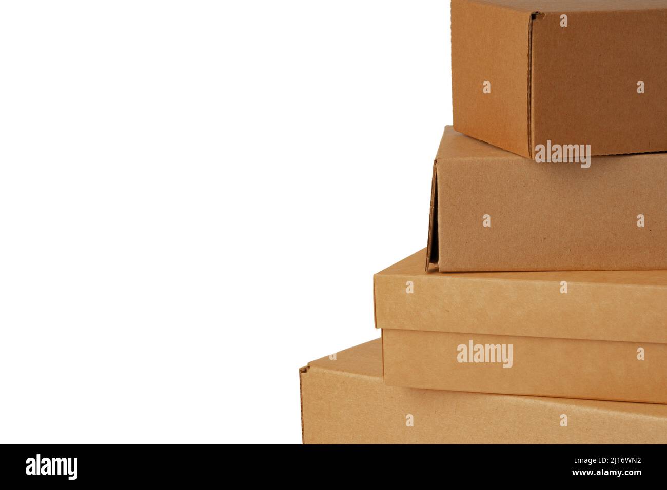 Craft cardboard boxes isolated on white background Stock Photo - Alamy