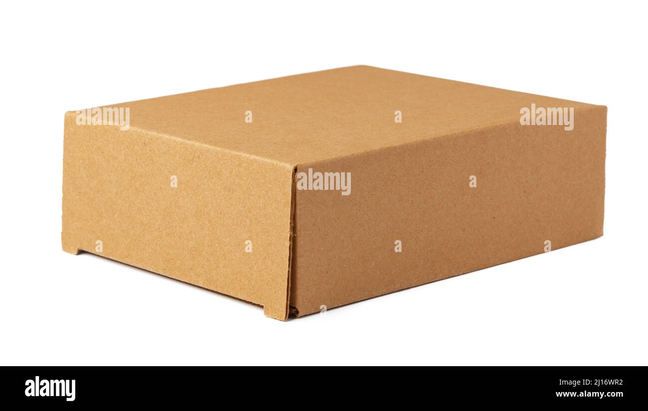 Brown cardboard box isolated on white background Stock Photo - Alamy