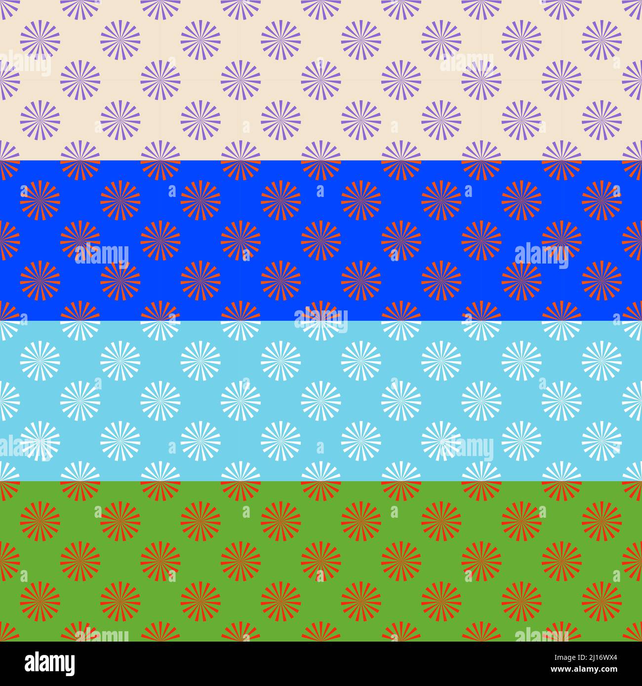 Vector Seamless Pattern : 4 rows of different colors pattern with ...